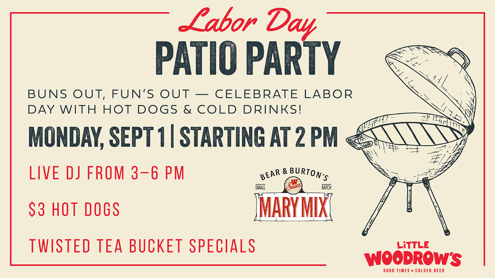 Labor Day Patio Party @ Bee Cave - Little Woodrow's